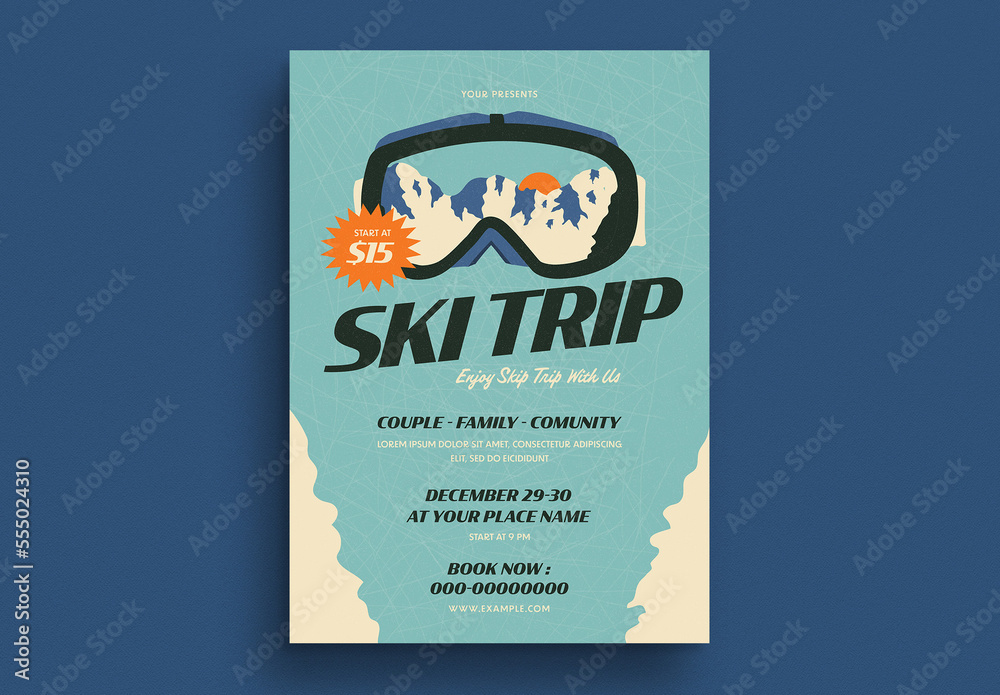 Ski Trip Flyer Ski Trip Event Flyer, Print Templates Ft. Ski & Event