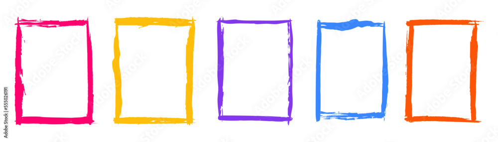 Set of colorful square frames. Assorted colorful frames with brush ...