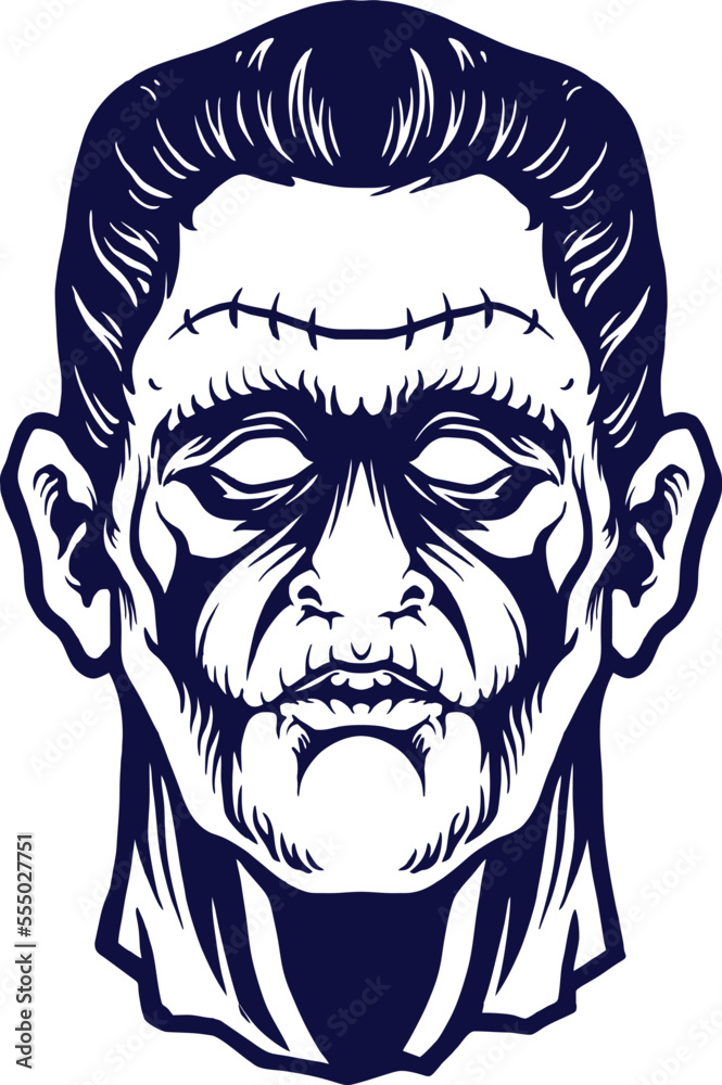 Zombie Face Halloween monochrome Vector illustrations for your work ...