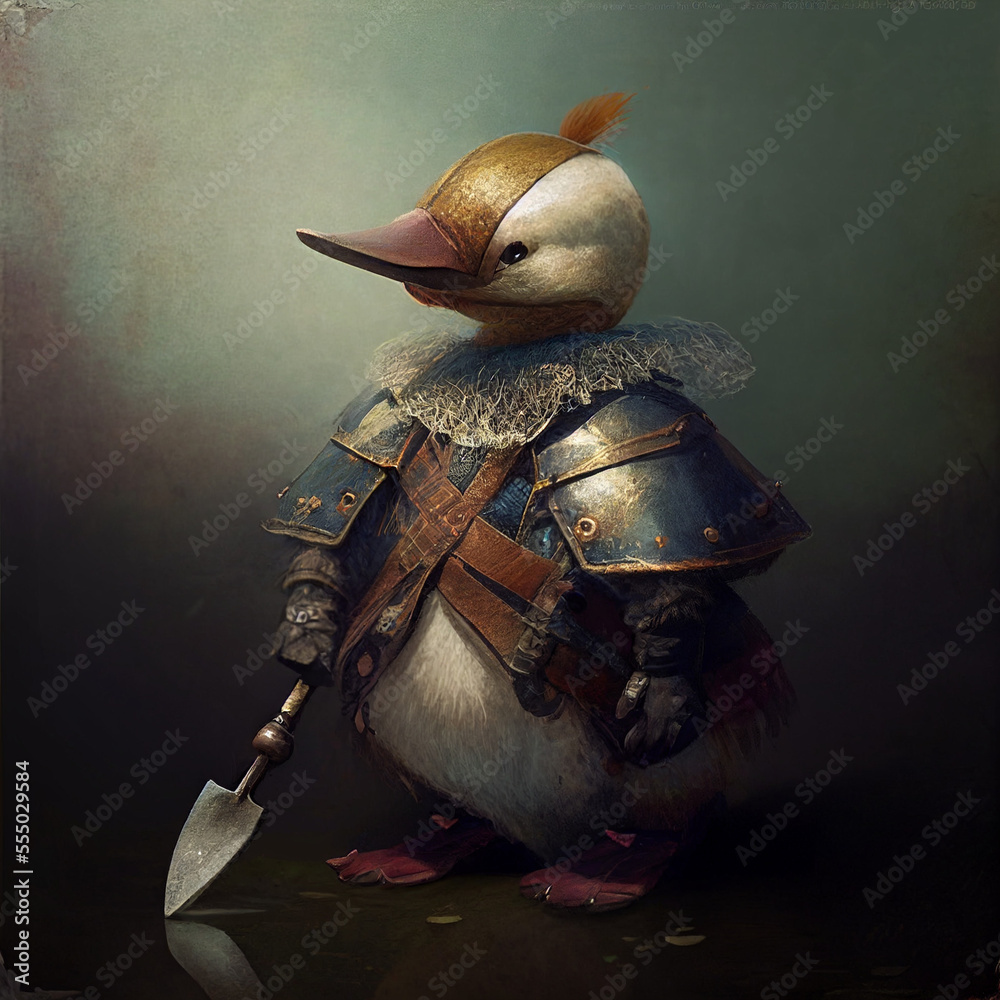 a cute adorable duck adventurer dressed in armor created with ...