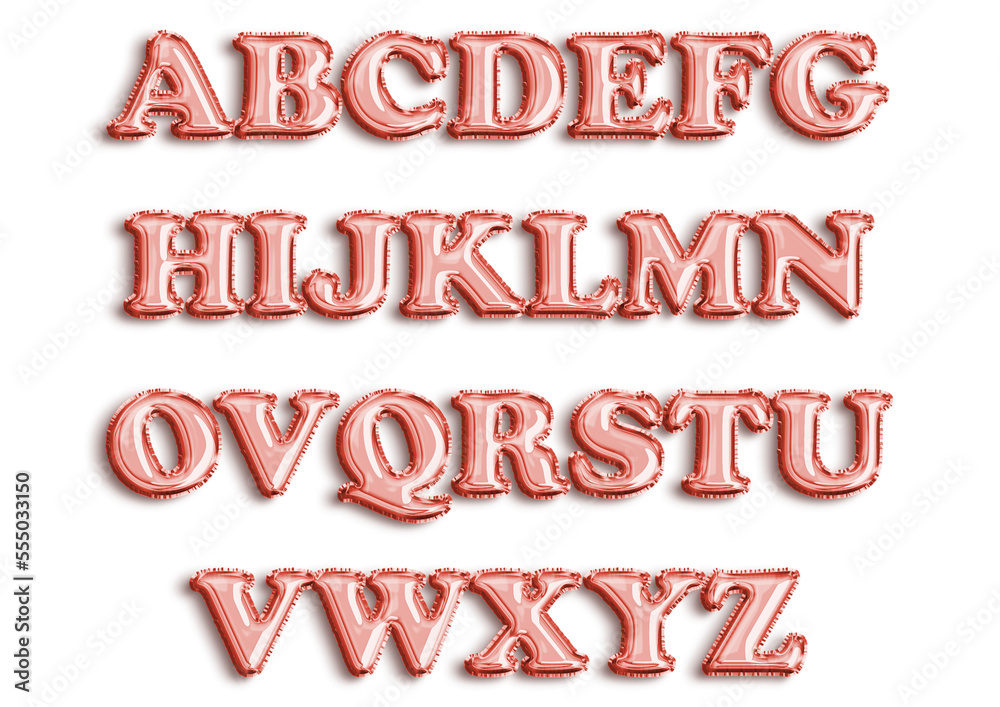 Full English alphabet of red color inflatable balloon isolated on ...