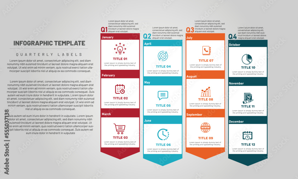 Year Planner, Timeline Infographics Template, Vector timeline design ...