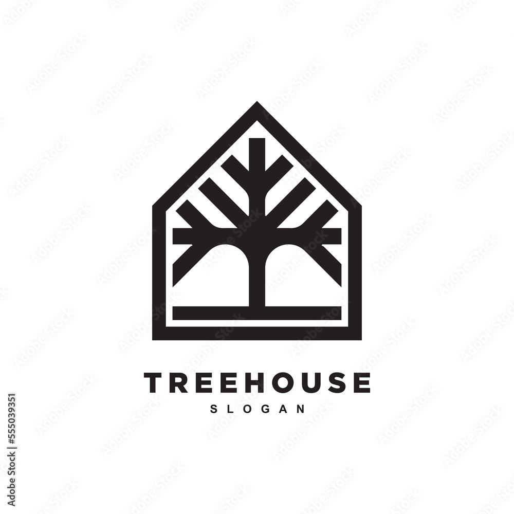 vintage tree house logo design, brand Identity Logos design Stock ...