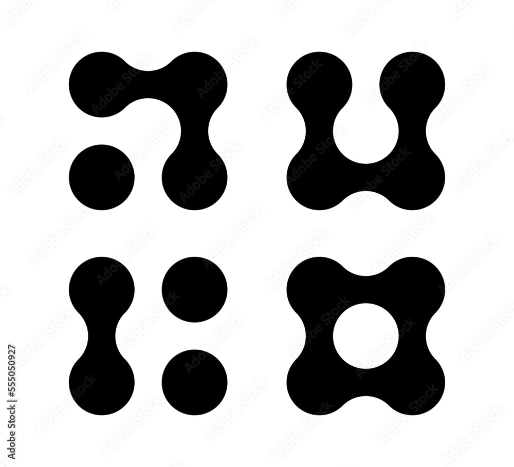 Connected dots icon. Circles pattern sign. Integration symbol. Abstract point movement ...
