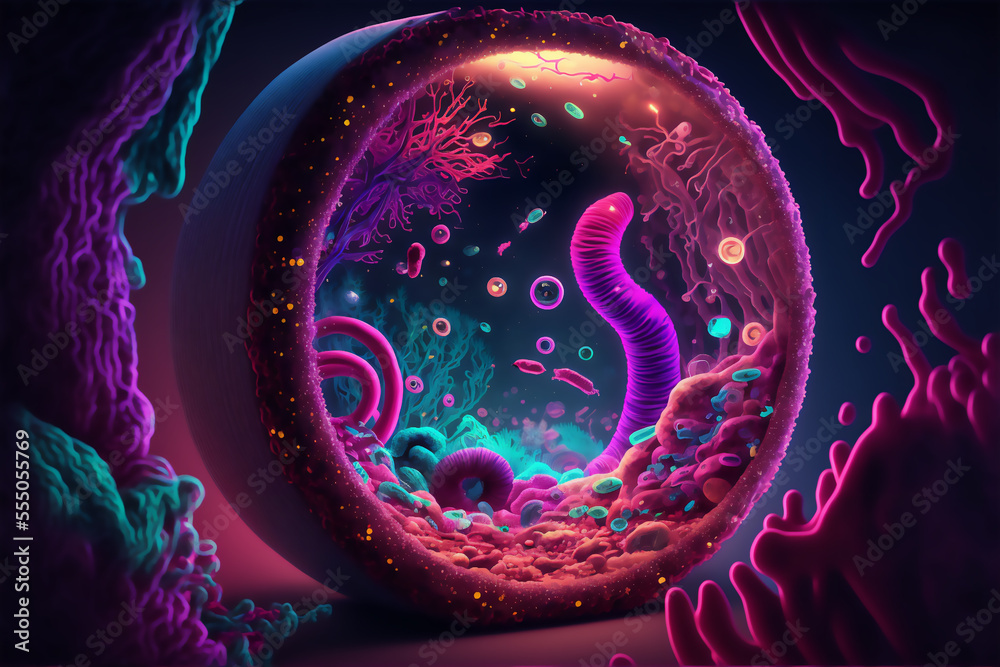 Colorful Gut bacteria, good and bad bacteria microbiome healthy gut ...