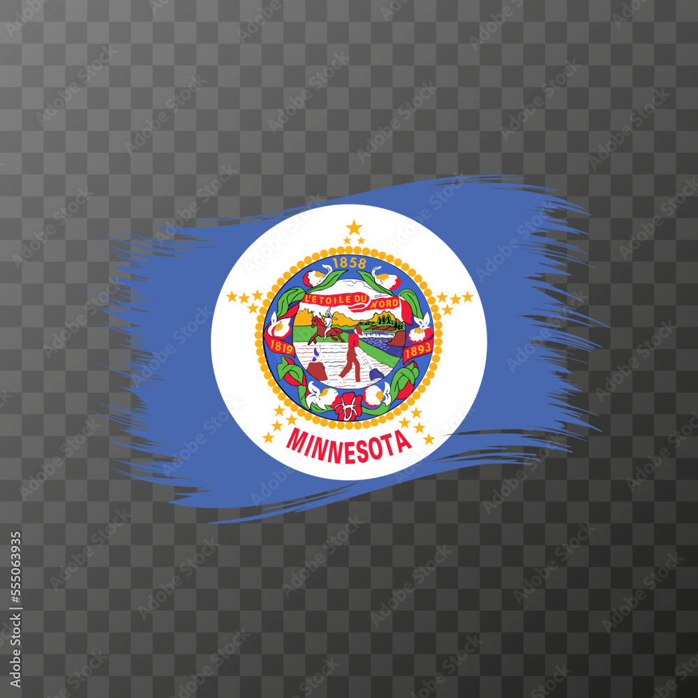 Minnesota state flag in brush style on transparent background. Vector ...