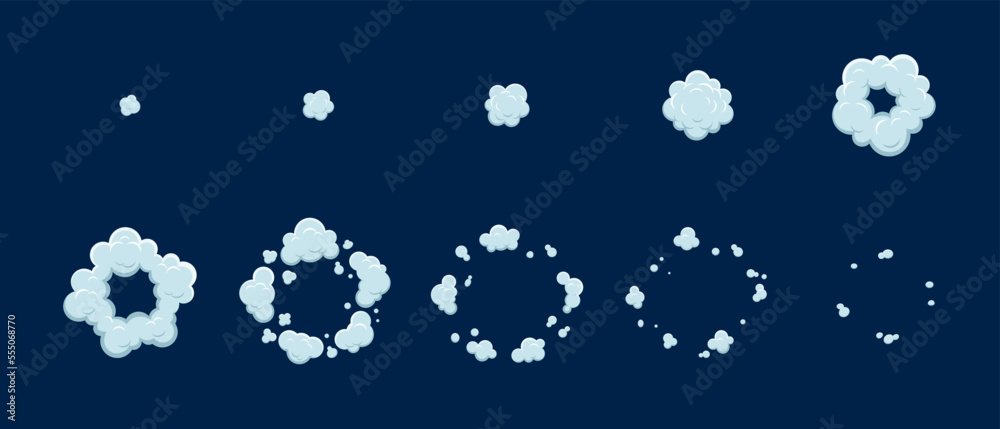 Stockvector Cartoon smoke explosion game sprite asset, animate effect ...