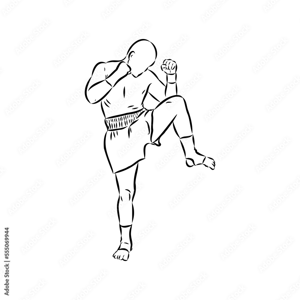 Hand sketch vector of Muay Thai or Thai Boxing. Beautiful martial art ...
