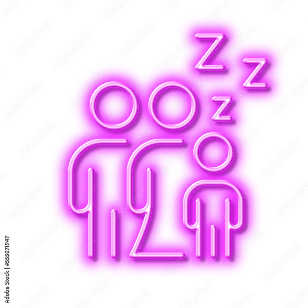Sleep line icon. Family night sign. Neon light effect outline icon ...