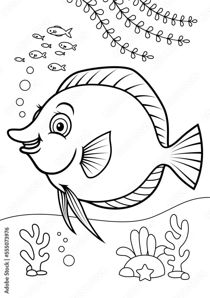 coloring book for kid, animals cartoon, undersea, underwater coloring ...