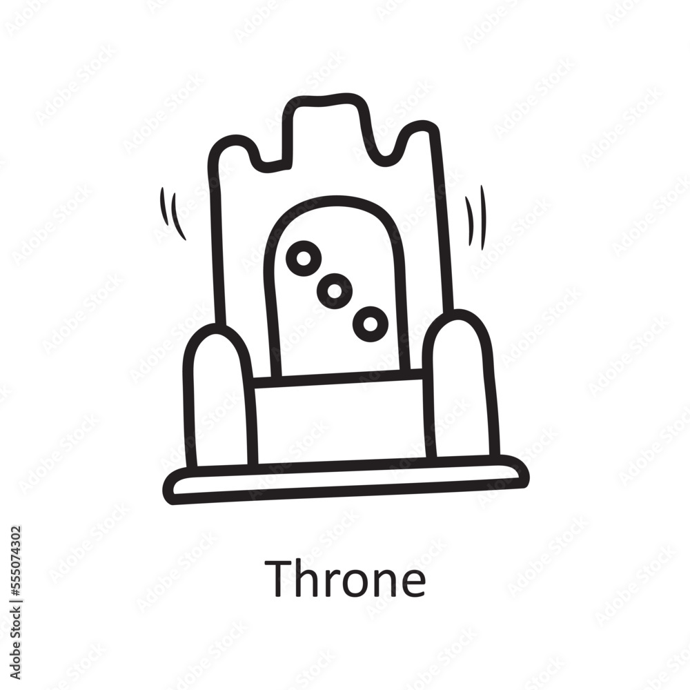 Throne Vector Outline Icon Design illustration. Medieval Symbol on ...