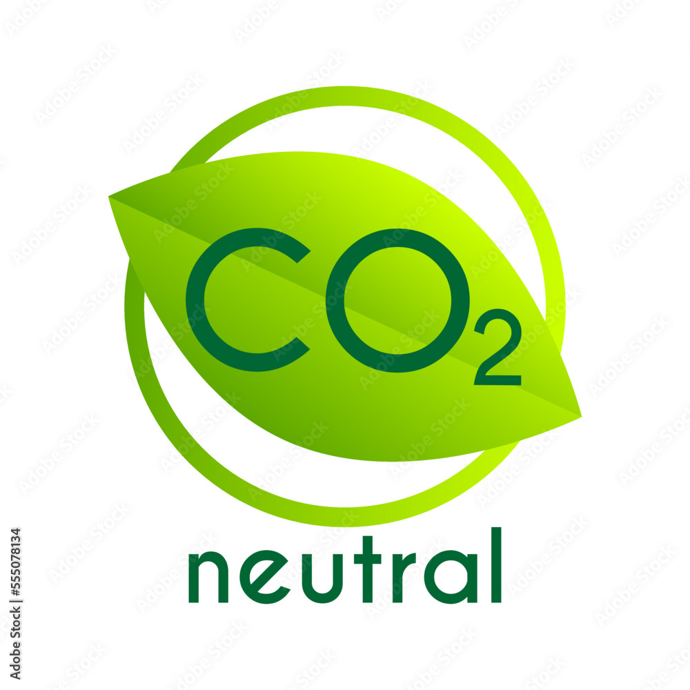 CO2 neutral logo. Carbon emissions free. Net zero carbon footprint ...