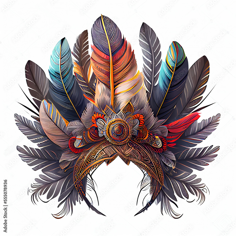 Indigenous America, Indian crown of feathers, Indian, chief, art ...