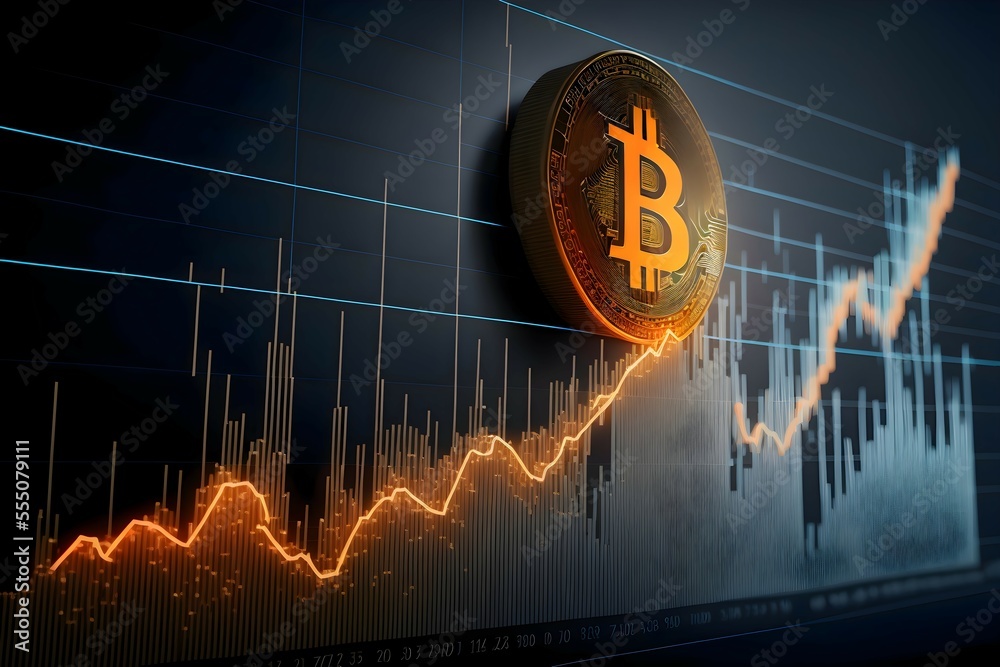 bitcoin and growing chart in the background Stock Illustration | Adobe ...