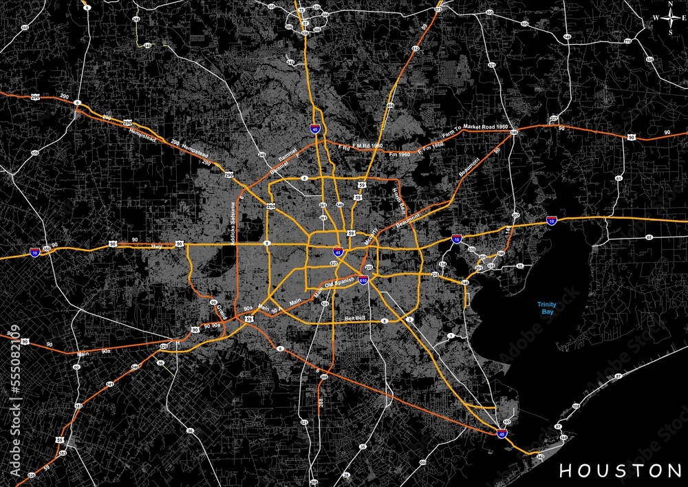 Houston Beautiful HD Map Stock Illustration | Adobe Stock