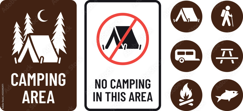 No camping this area, camping area print ready sign vector Stock Vector ...