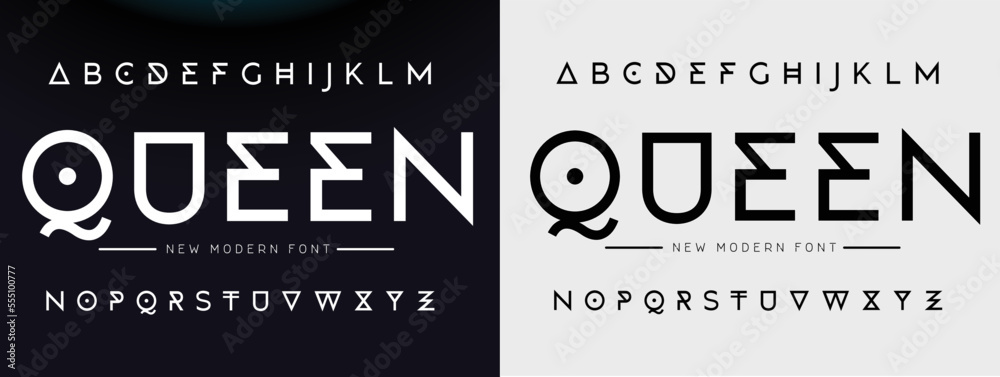 Vetor de QUEEN Modern Bold Font. Regular Italic Number Typography urban ...