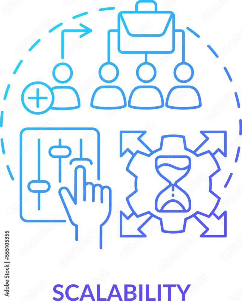 Scalability blue gradient concept icon. Outstaffing advantage for ...