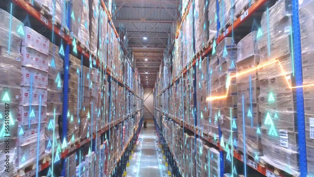Vidéo Stock Visualization of a modern warehouse. Visualization of ...