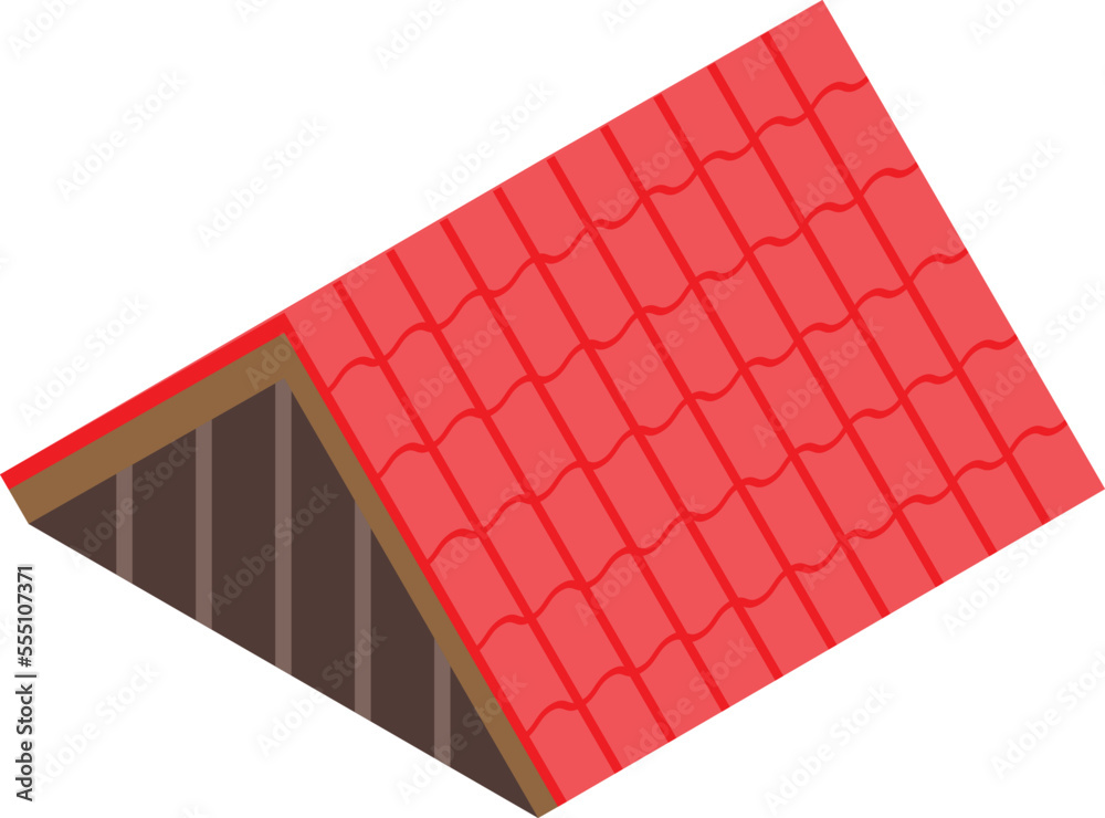 Red roof icon isometric vector. House repair. Exterior texture Stock ...