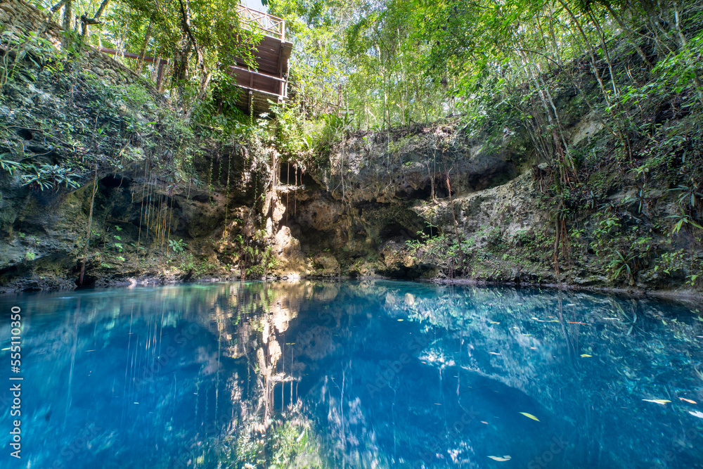Cenote cave lake, Chichen Itza, Mexico. Cenote Zapote. Natural sinkhole ...