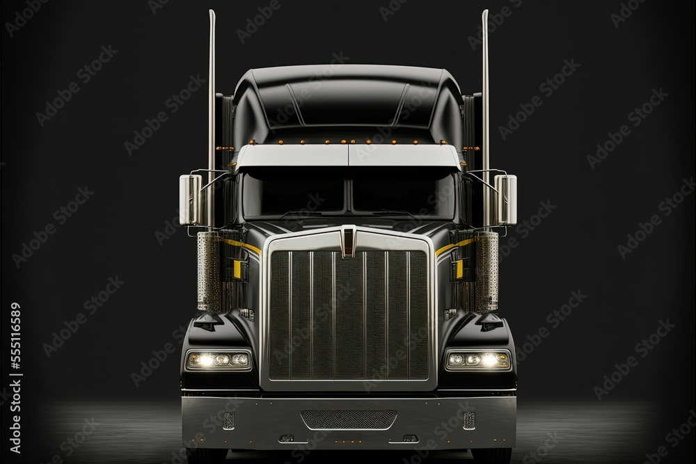 Front view of a truck on a black background , 3d rendering, AI art ...