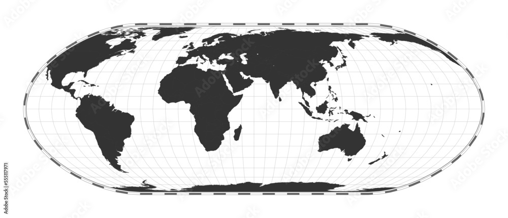 Vector world map. Nell-Hammer projection. Plain world geographical map ...