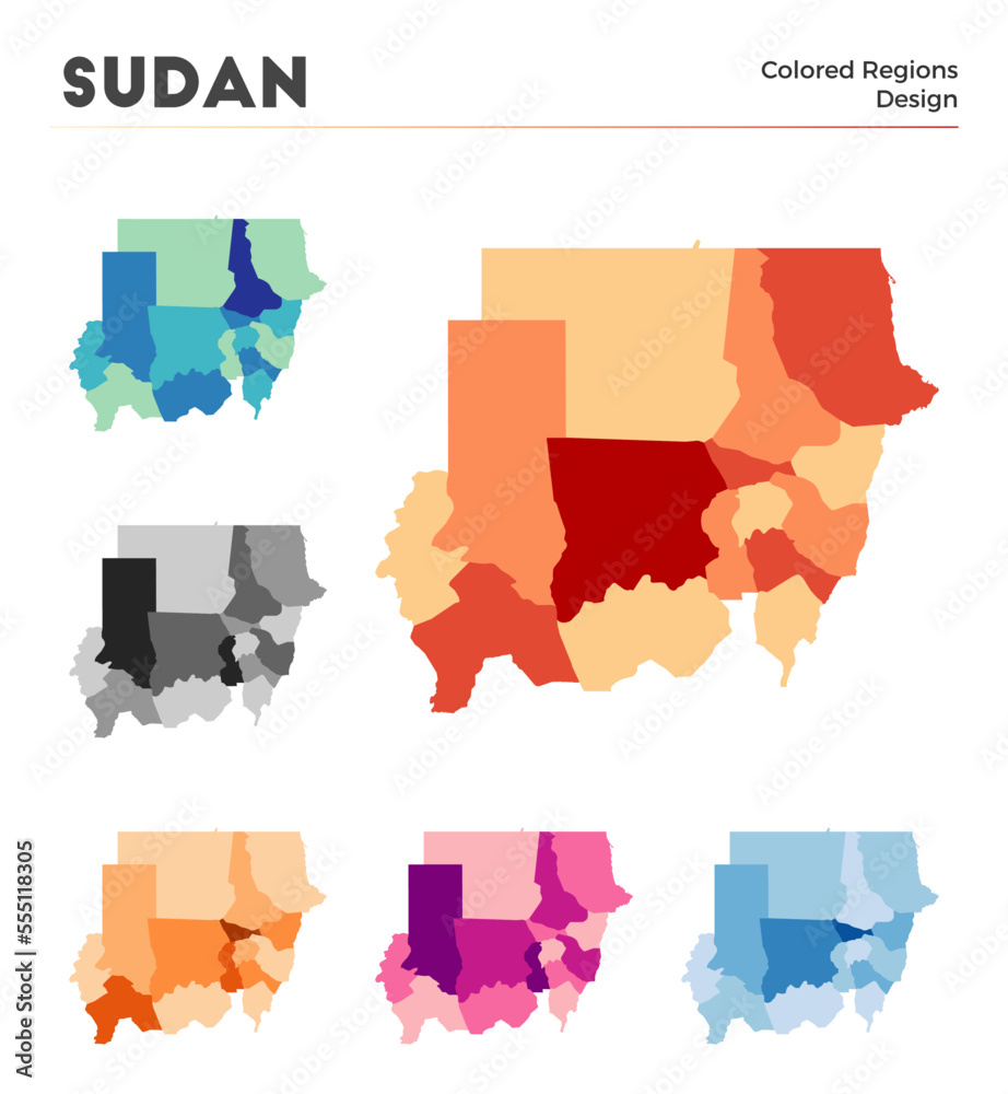 Sudan map collection. Borders of Sudan for your infographic. Colored ...