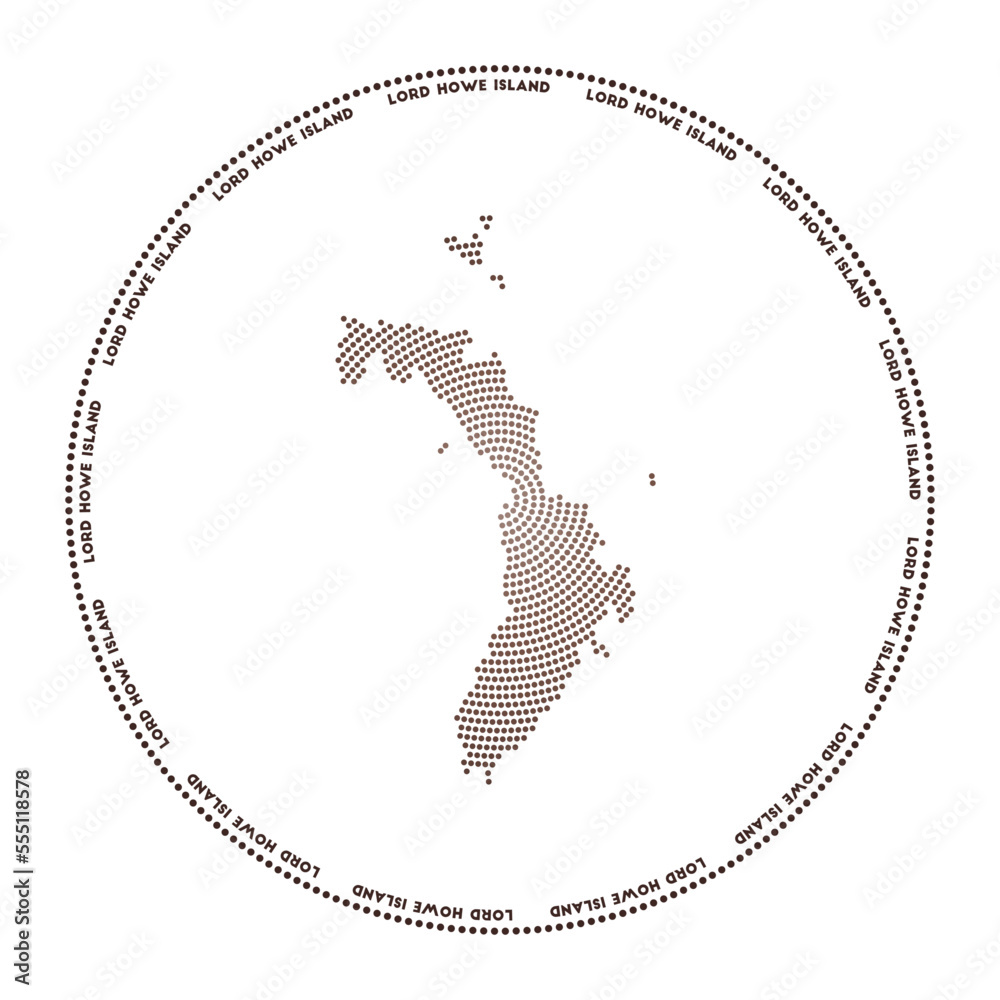 Lord Howe Island round logo. Digital style shape of Lord Howe Island in ...