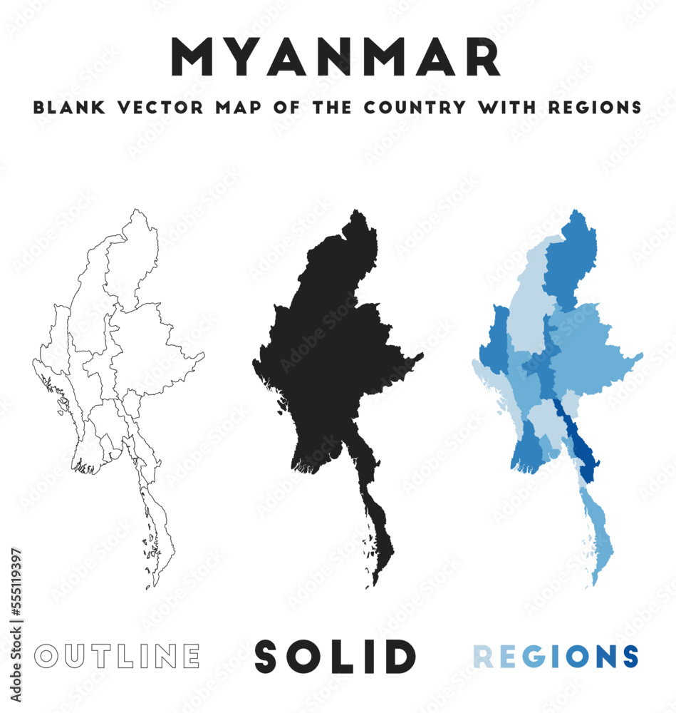Myanmar map. Borders of Myanmar for your infographic. Vector country ...