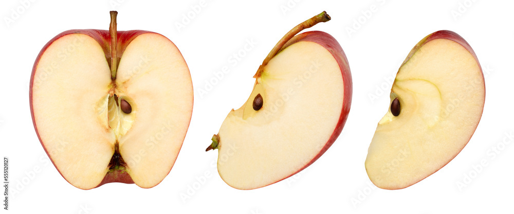 half red apple and slices isolated, transparent png, collection, PNG ...