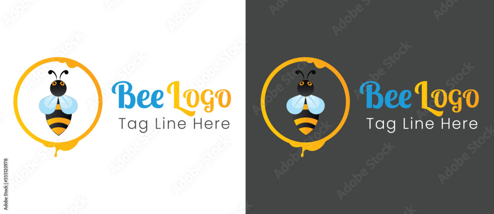 Modern bee logos for beekeepers. The stickers on the products of the ...