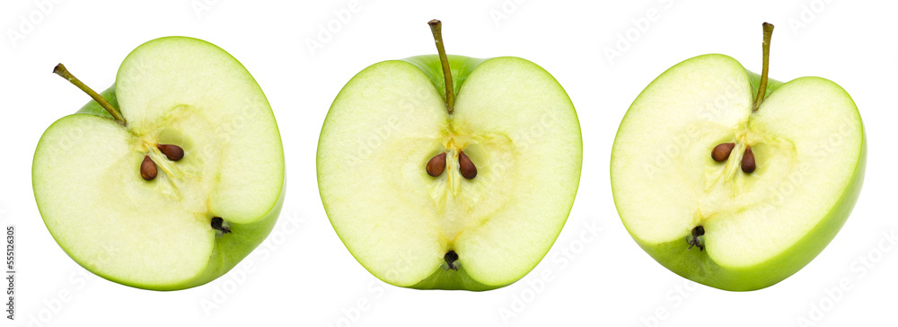 half green apple isolated, transparent png, collection, PNG format, cut ...