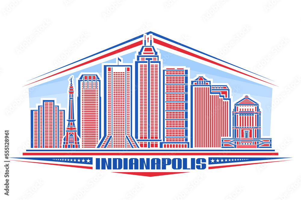 Vector illustration of Indianapolis, horizontal badge with linear ...