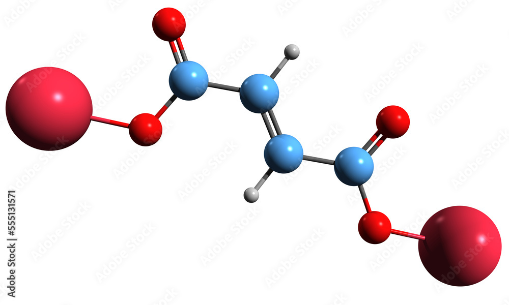 3D image of Sodium fumarate skeletal formula - molecular chemical ...