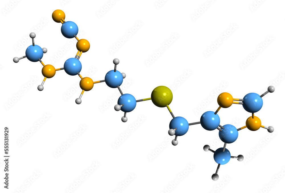 ภาพประกอบสต็อก 3D image of Cimetidine skeletal formula - molecular ...