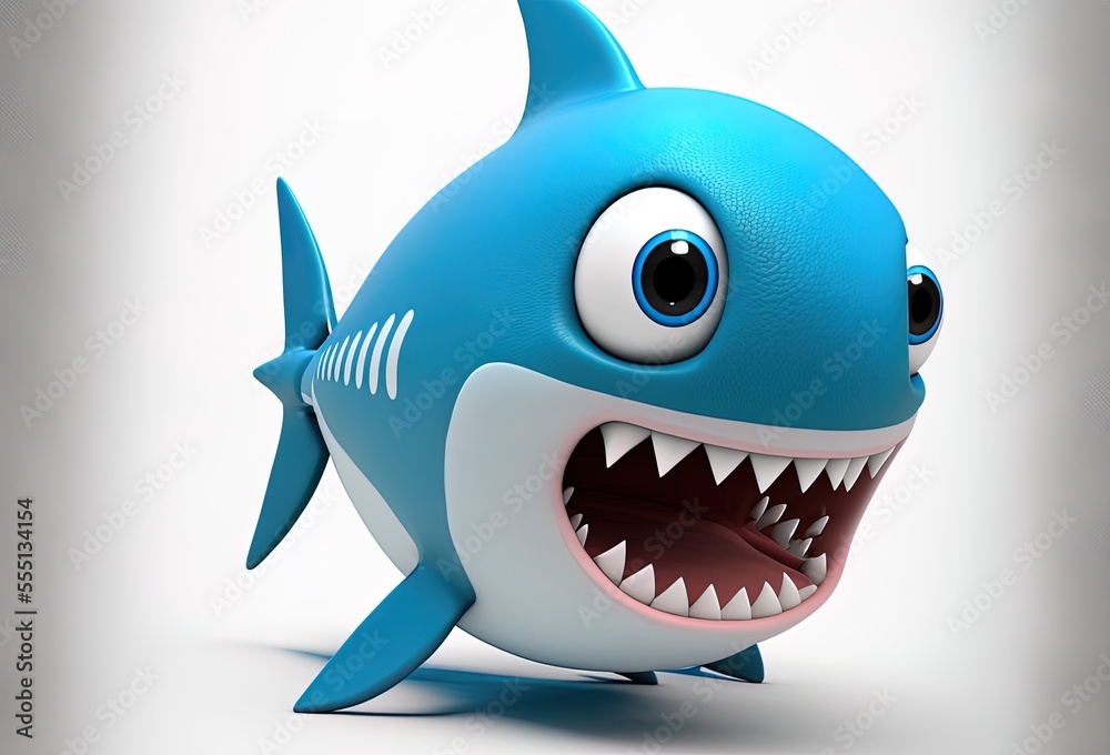 Shark the Cute is a cute fish mascot from a cartoon. Generative AI ...