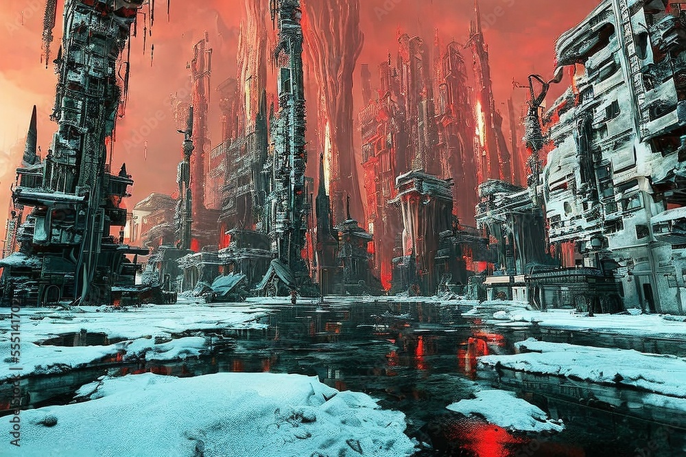 dystopian concept art of a futuristic city landscape in a cyberpunk ...