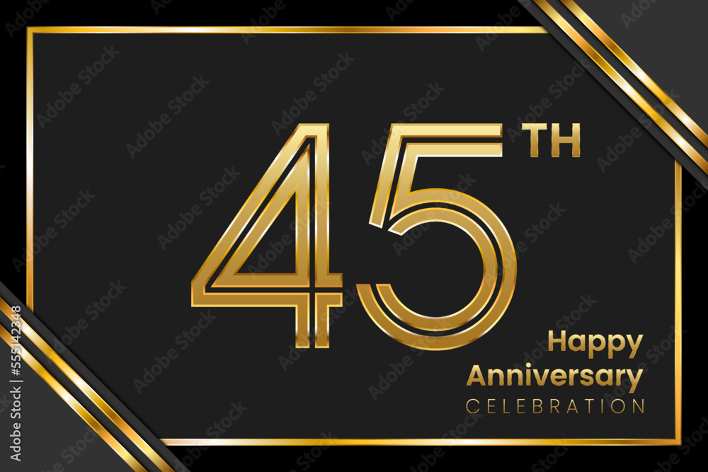 45th Anniversary. Anniversary Template Design With Golden Text, Vector ...