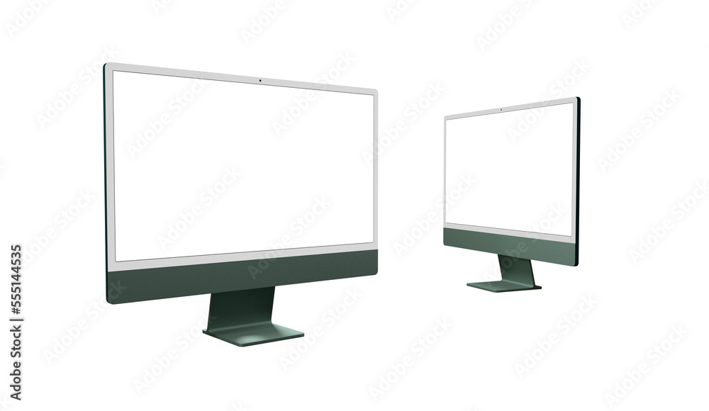 Realistic flat screen computer monitor 3de style mockup with blank ...