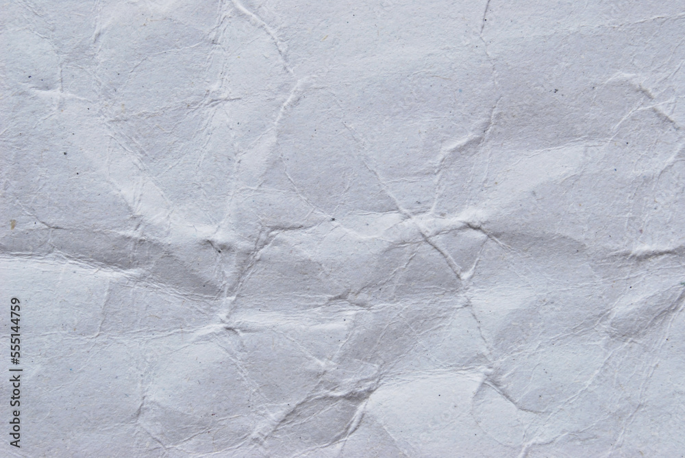 White wrinkled paper texture, a sheet of recycled white paper as ...