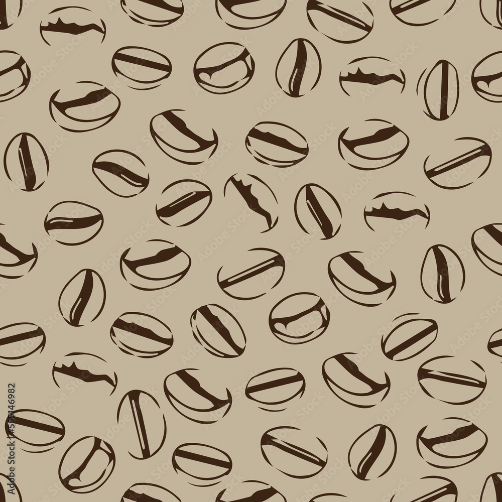 Seamless coffee bean pattern for coffee shop backgrounds, cafe ...