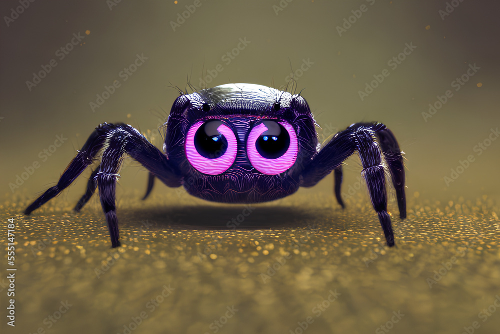 cute spider with big colorful eyes created with Generative Ai ...