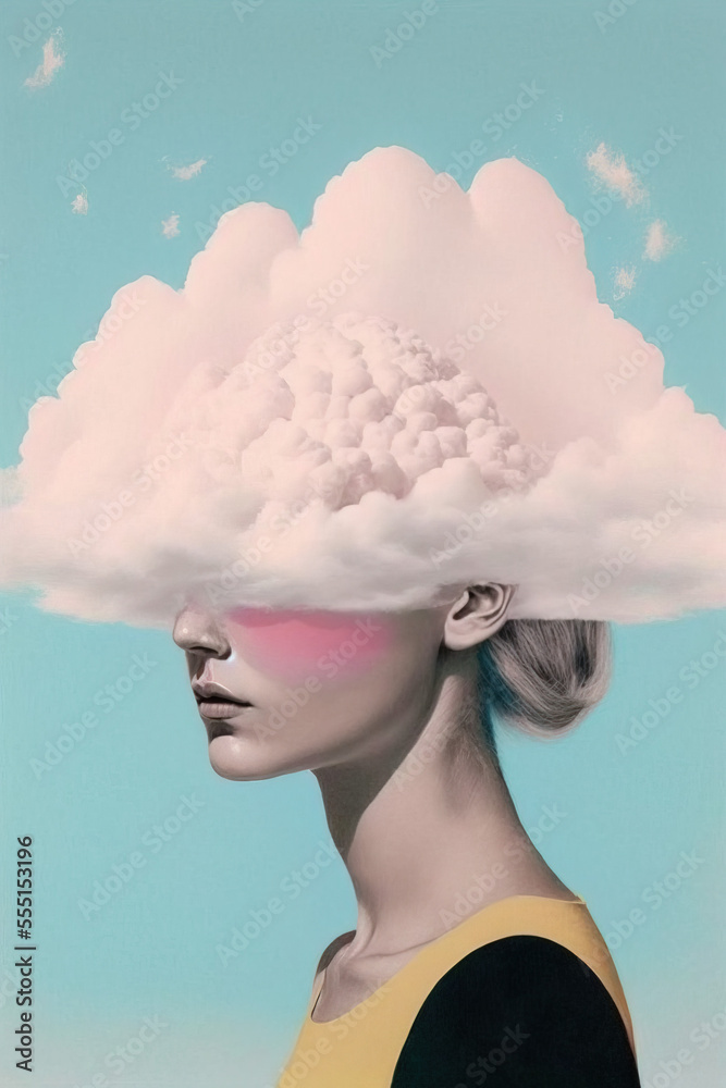 Retro, vintage, abstract collage portrait of a faceless woman with a ...