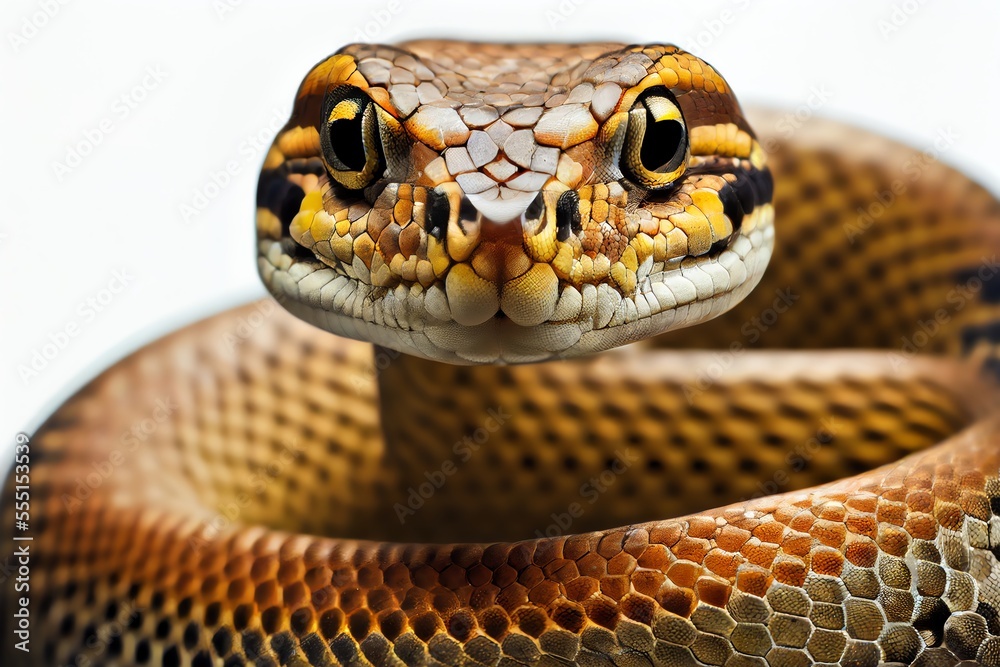 Close-up snake isolated on white background. Generative AI Stock ...