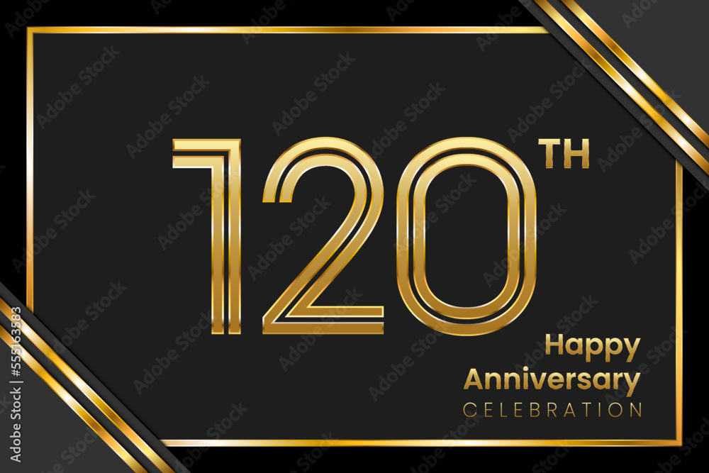 120th Anniversary. Anniversary Template Design With Golden Text, Vector ...