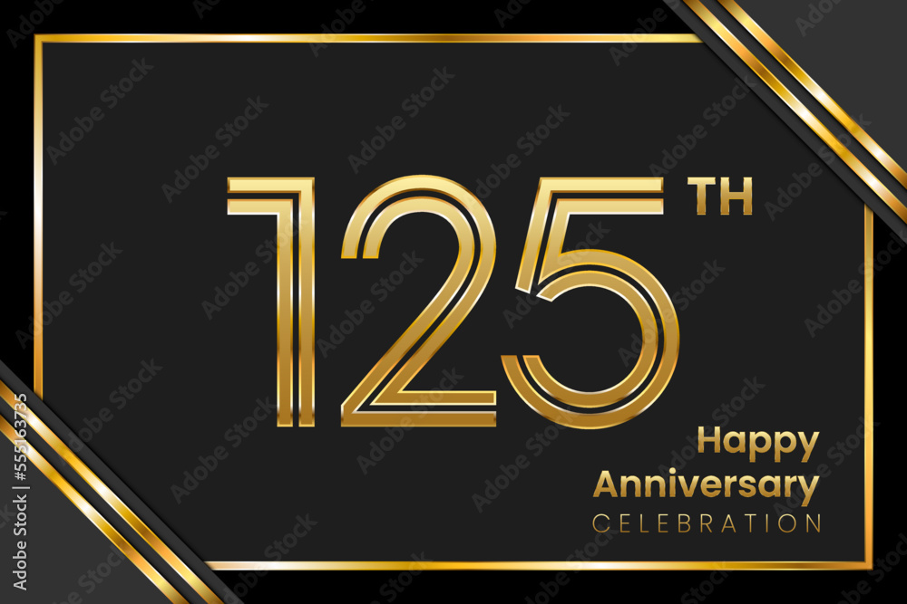 125th Anniversary. Anniversary Template Design With Golden Text, Vector ...