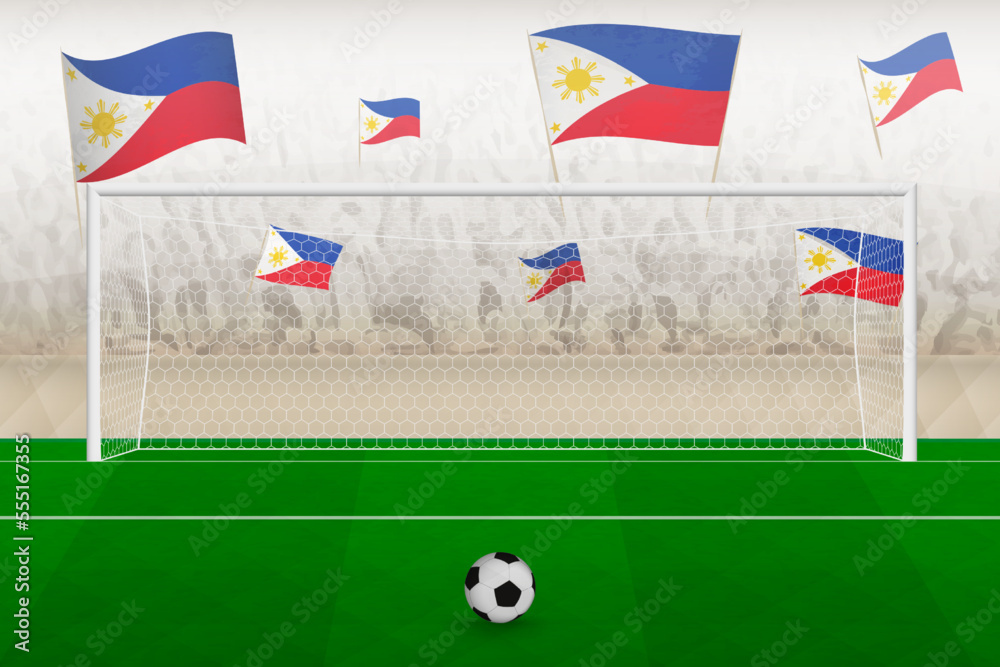Philippines football team fans with flags of Philippines cheering on ...