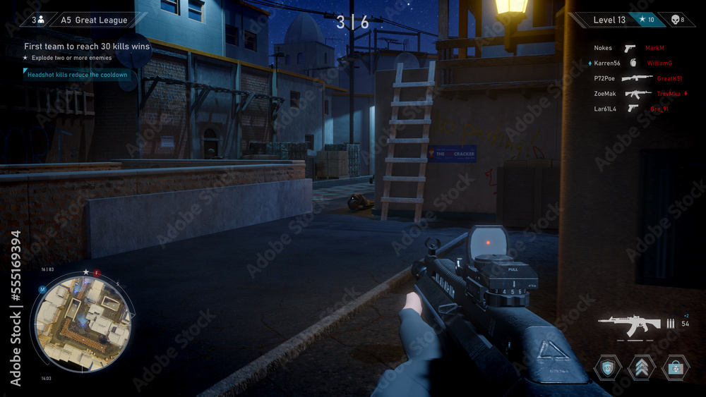Night Video Game Mock-up Concept: Game play of Multiplayer 3D Shooter ...