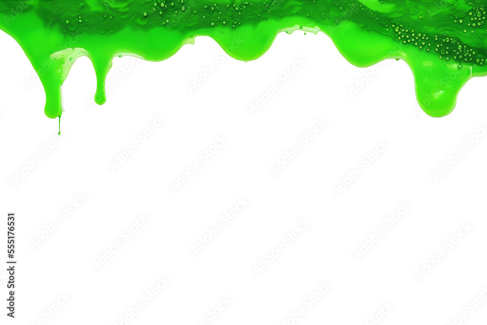Isolated trail (horizontal line) of oozing green slime, a dense ...